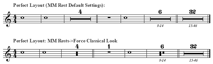 Perfect Layout - Settings - Multi-Measure Rests
